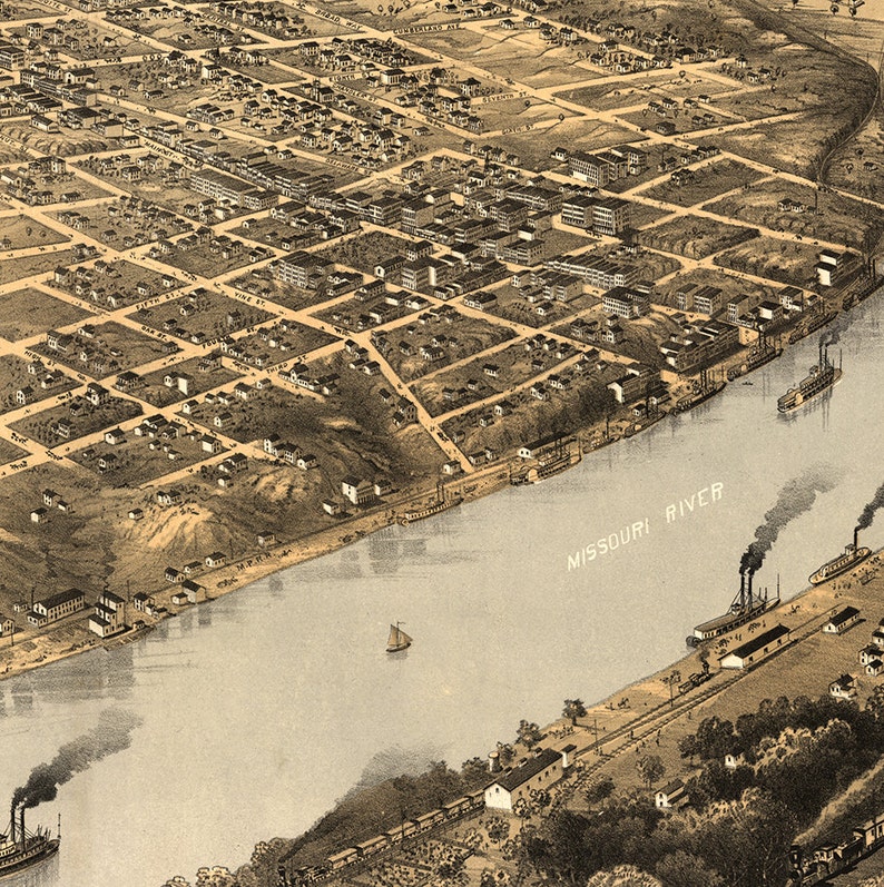 Kansas City, Missouri. Jan'y. 1869 Map. Ruger & Stoner. Vintage ...