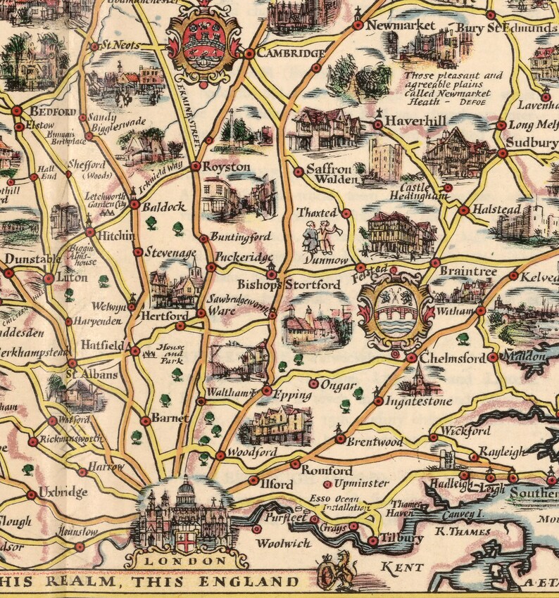 Historic Pictorial Map : Esso Pictorial Plan of the Eastern | Etsy