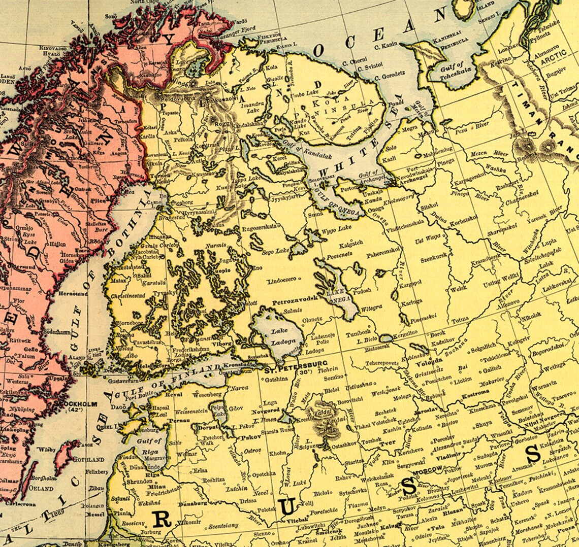Map of Europe, 1898. Restoration Hardware Home Deco Style Old Wall ...