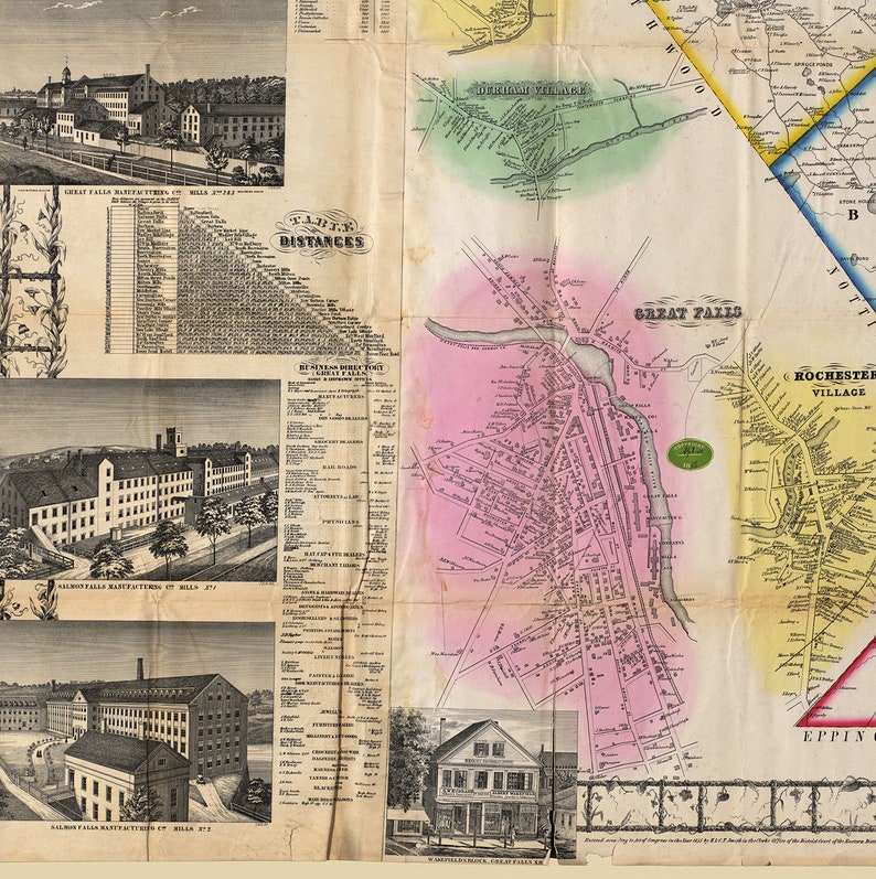 Map of Strafford County New Hampshire 1856. Vintage Home | Etsy