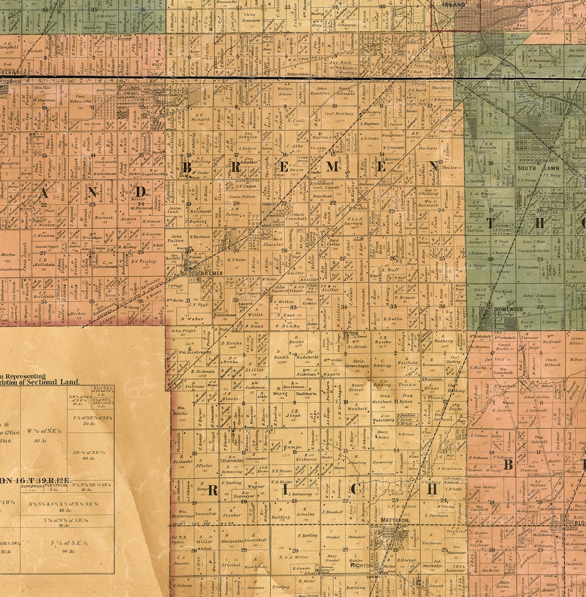 Map of Cook County, Illinois. 1886. Vintage Restoration Hardware Home ...
