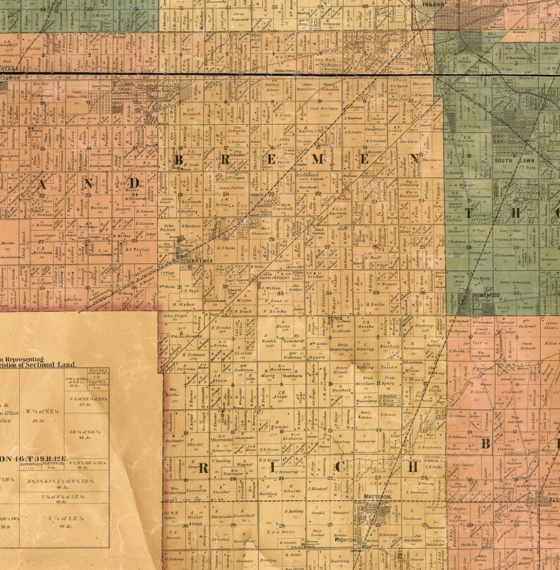 Map of Cook County Illinois. 1886. Vintage Restoration | Etsy