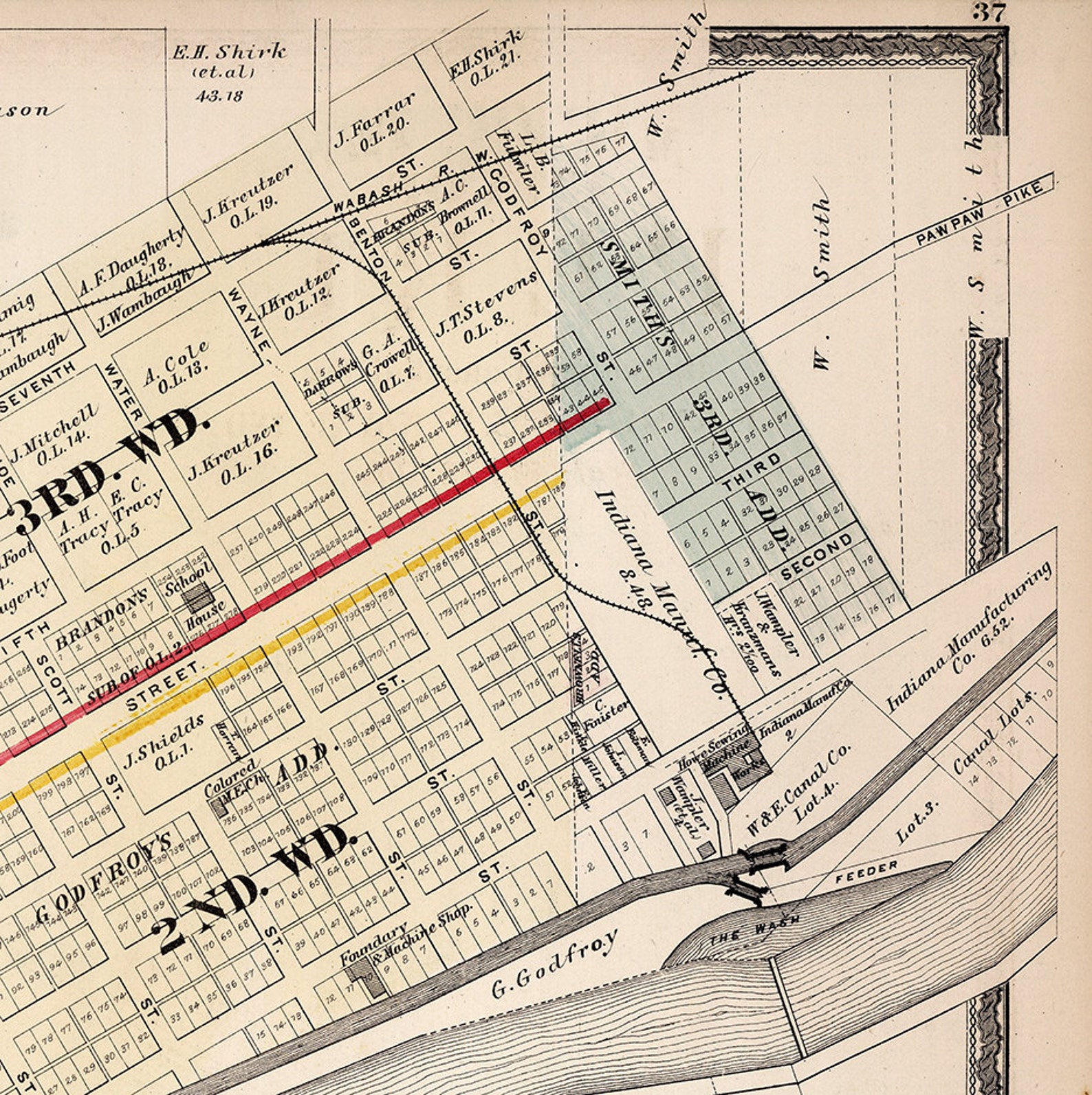 Map of Peru Miami Co. Indiana IN. 1877. Vintage Restoration - Etsy