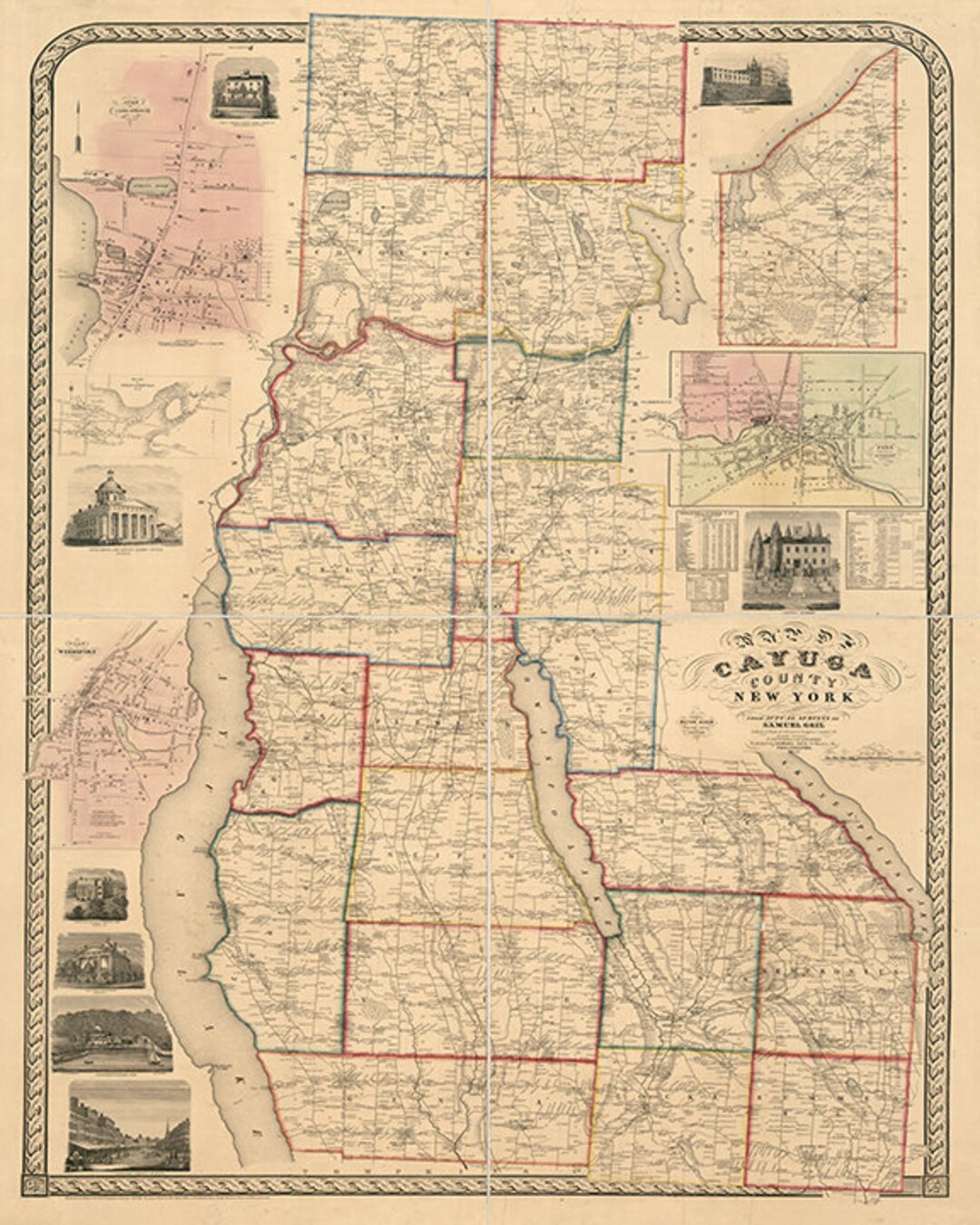 Map of Cayuga County New York NY 1853 Restoration Hardware - Etsy