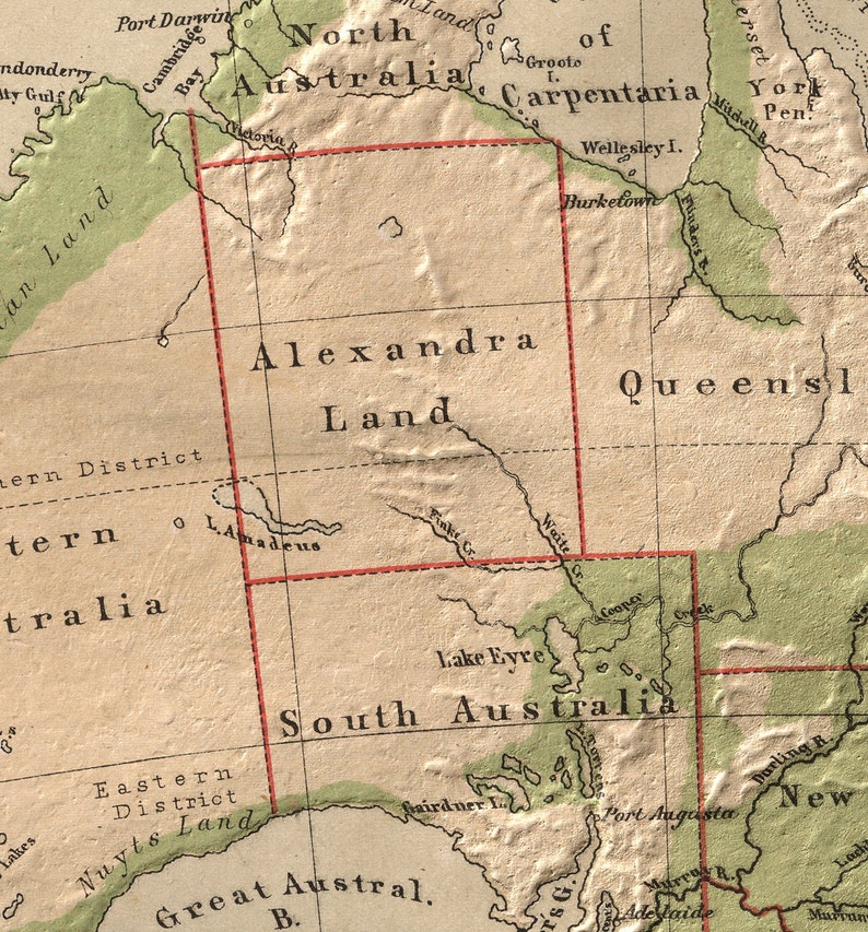 Map of Australia 1880 Home Deco Style Old Wall Vintage - Etsy Sweden