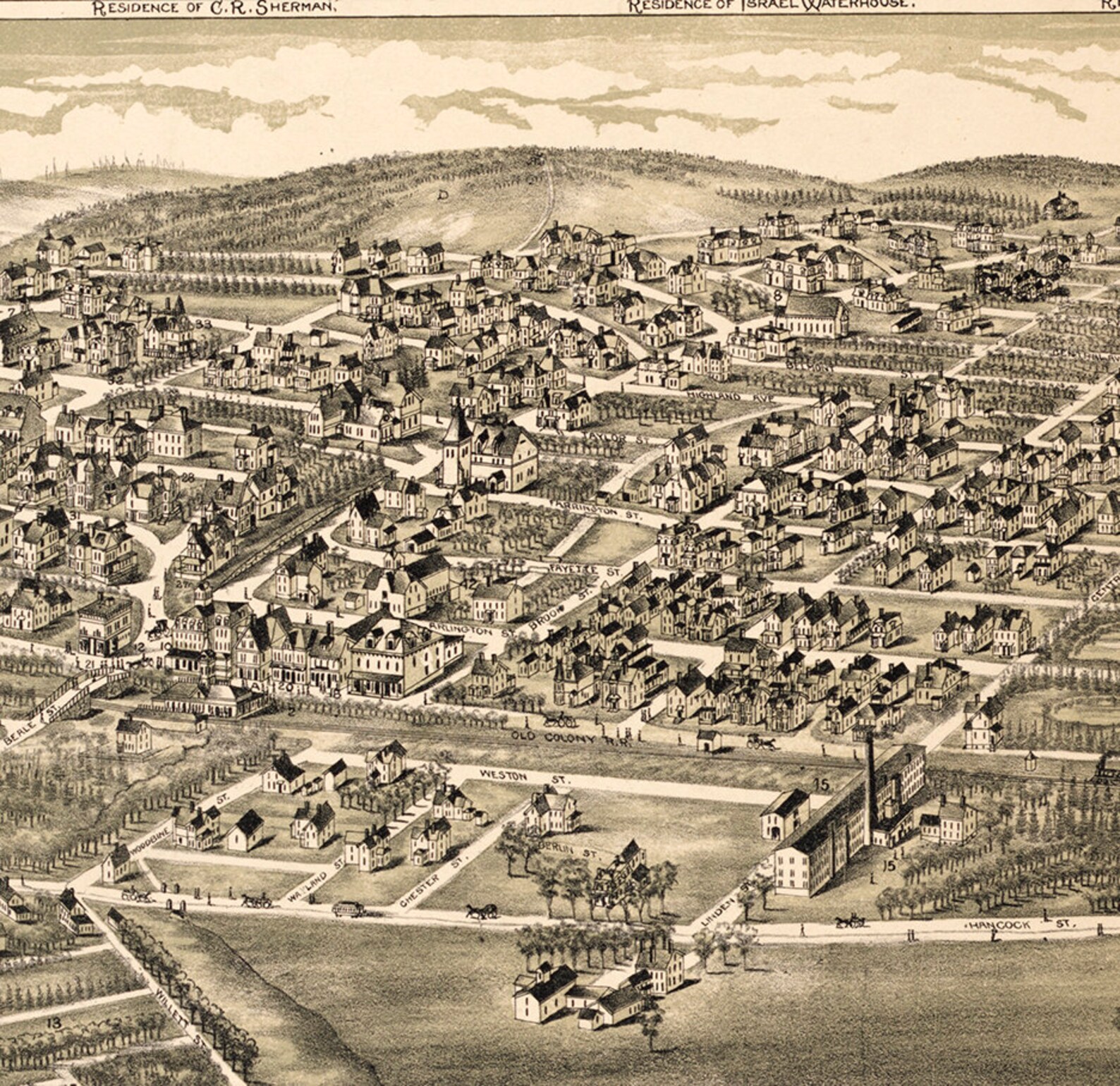 Map of Wollaston Massachusetts MA. 1890. Restoration - Etsy