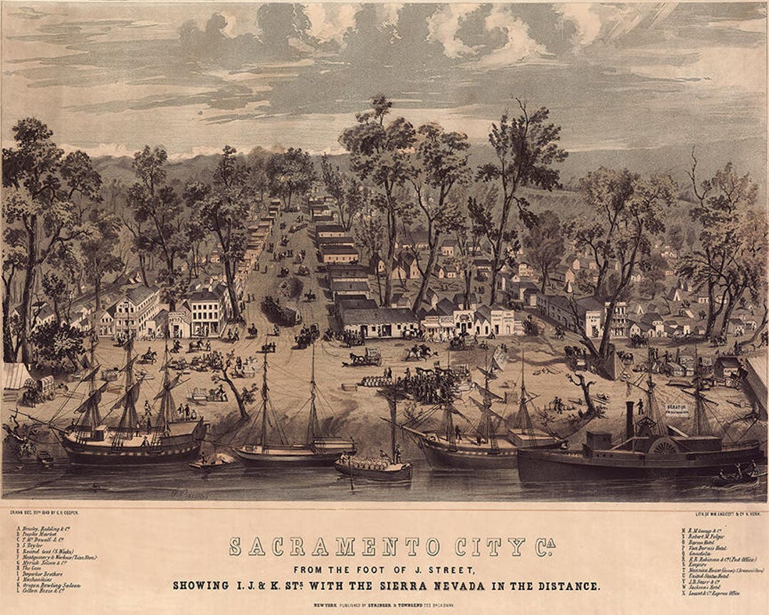 Map of Sacramento City, Ca. Vintage Restoration Hardware Home Deco ...