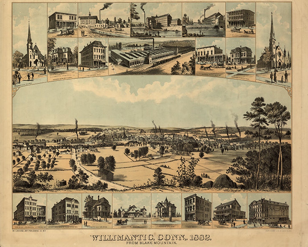Map of Willimantic, Windham County, Connecticut CT 1882 Vintage Home ...