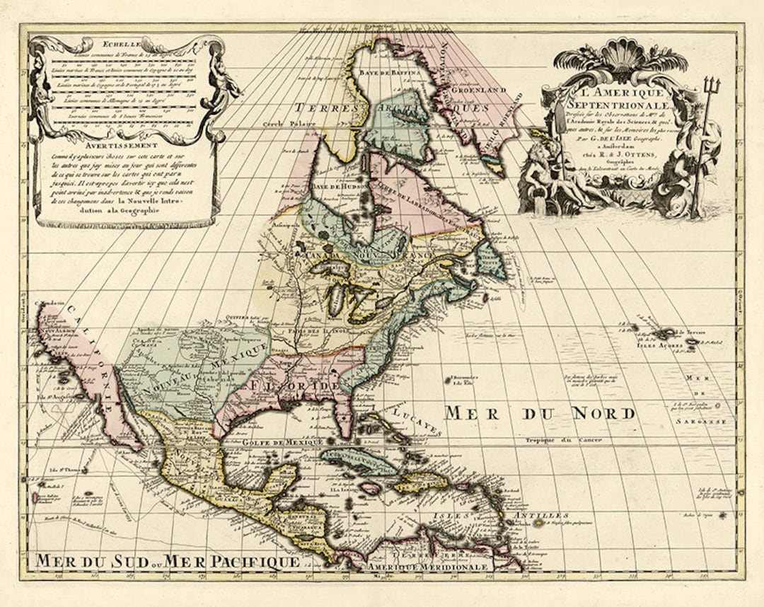 Map of the North America in 1760. Chez R. & J. Ottens. Shows Some ...