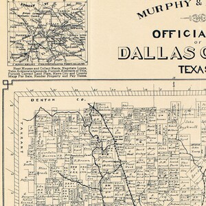 Map of Dallas County, Texas TX. Vintage Restoration Hardware Home Deco ...