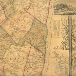 Ulster County New York Map 1854 – Vintage Historic Wall Art Print ...