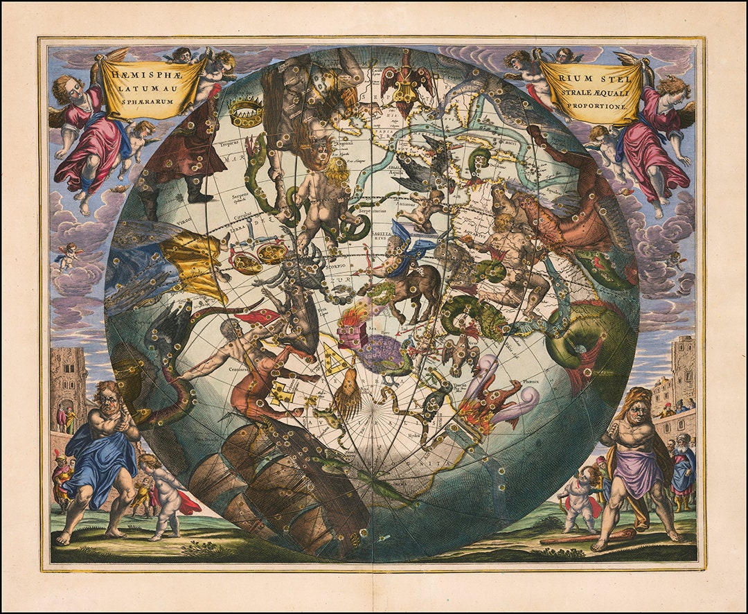 Celestial Chart by Andreas Cellarius - Haemisphaerium Stellatum ...