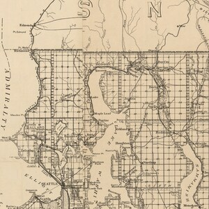 Map of King County, Washington, WT, 1888. Vintage Restoration Hardware ...