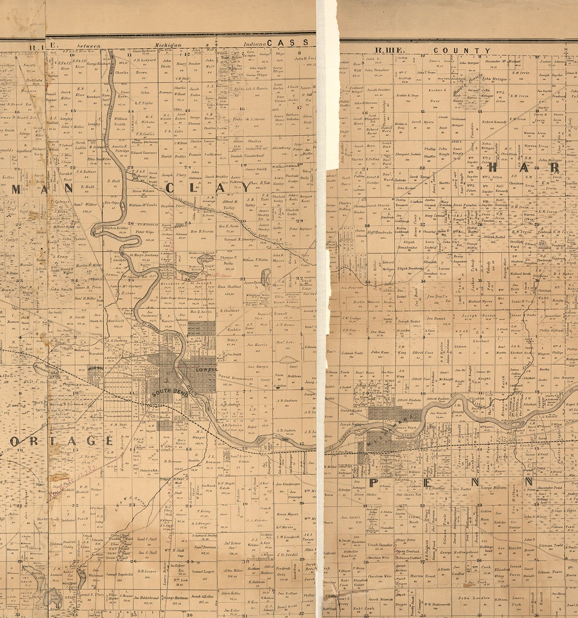 Map of St. Joseph County Indiana. 1863. Vintage restoration | Etsy