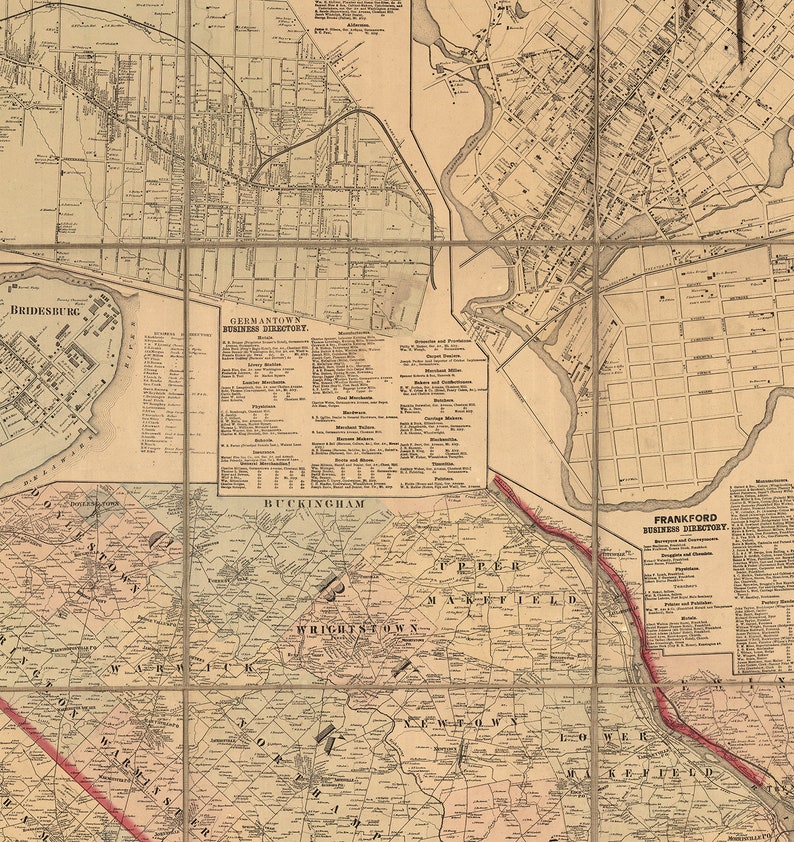 Map of Philadelphia Pennsylvania PA 1860. Vintage Home Deco | Etsy