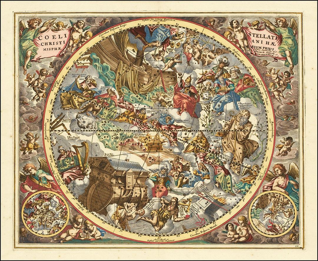 1660 Celestial Map of Constellations According to Christian Symbolism ...