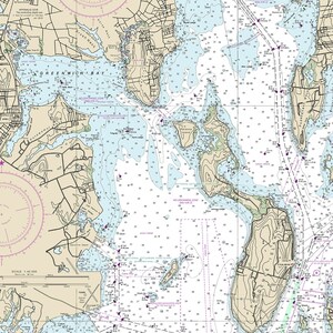 Narragansett Bay Rhode Island Nautical Wall Art Reproduction NOAA 13221 ...