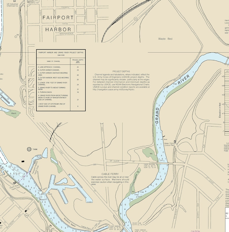 Fairport Harbor Lake Erie Nautical Wall Art NOAA 14837 Ohio Great Lakes ...