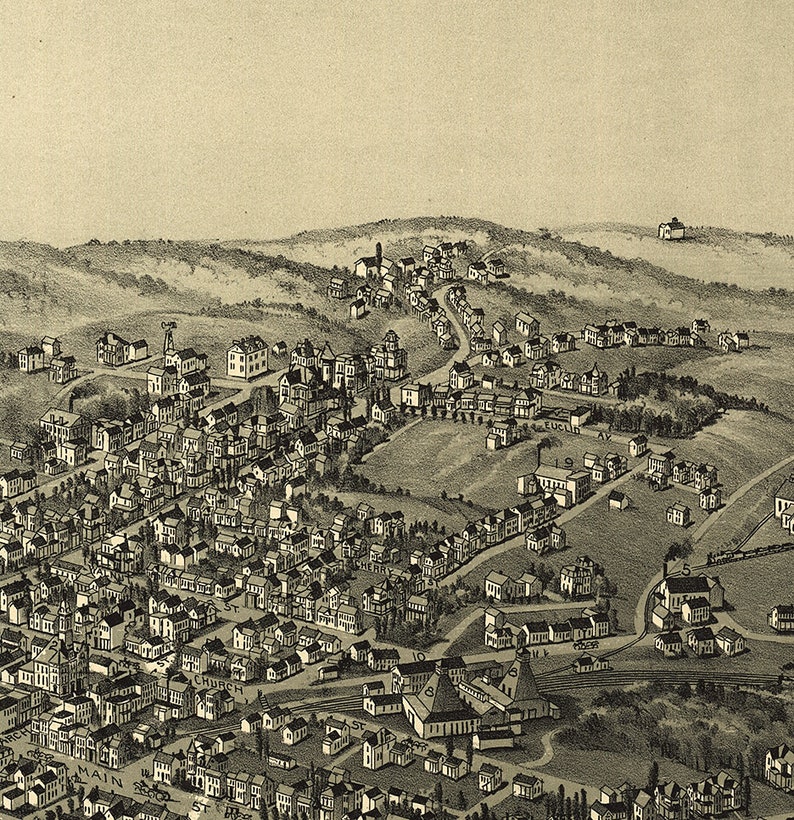 Map of Barnesville, Ohio, Belmont County, Ohio OH, 1899. Restoration ...