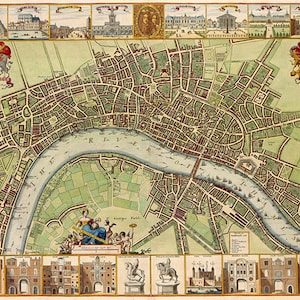 Historic 17th Century Map of London by W.hollar. Restoration Hardware ...