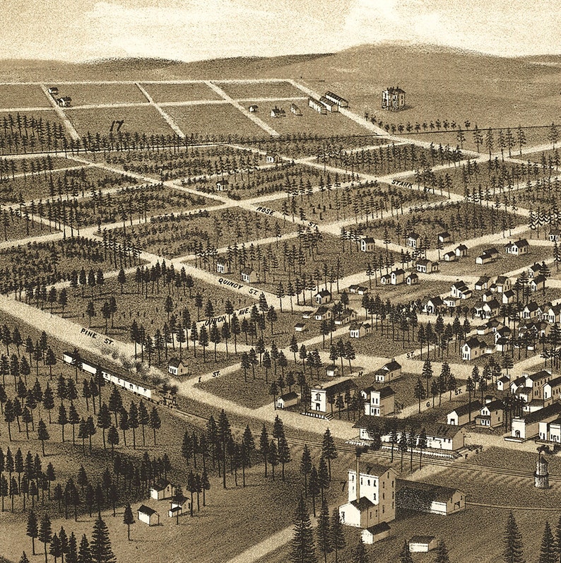Map of Cheney, Spokane County, Washington, WT, 1884. Restoration ...