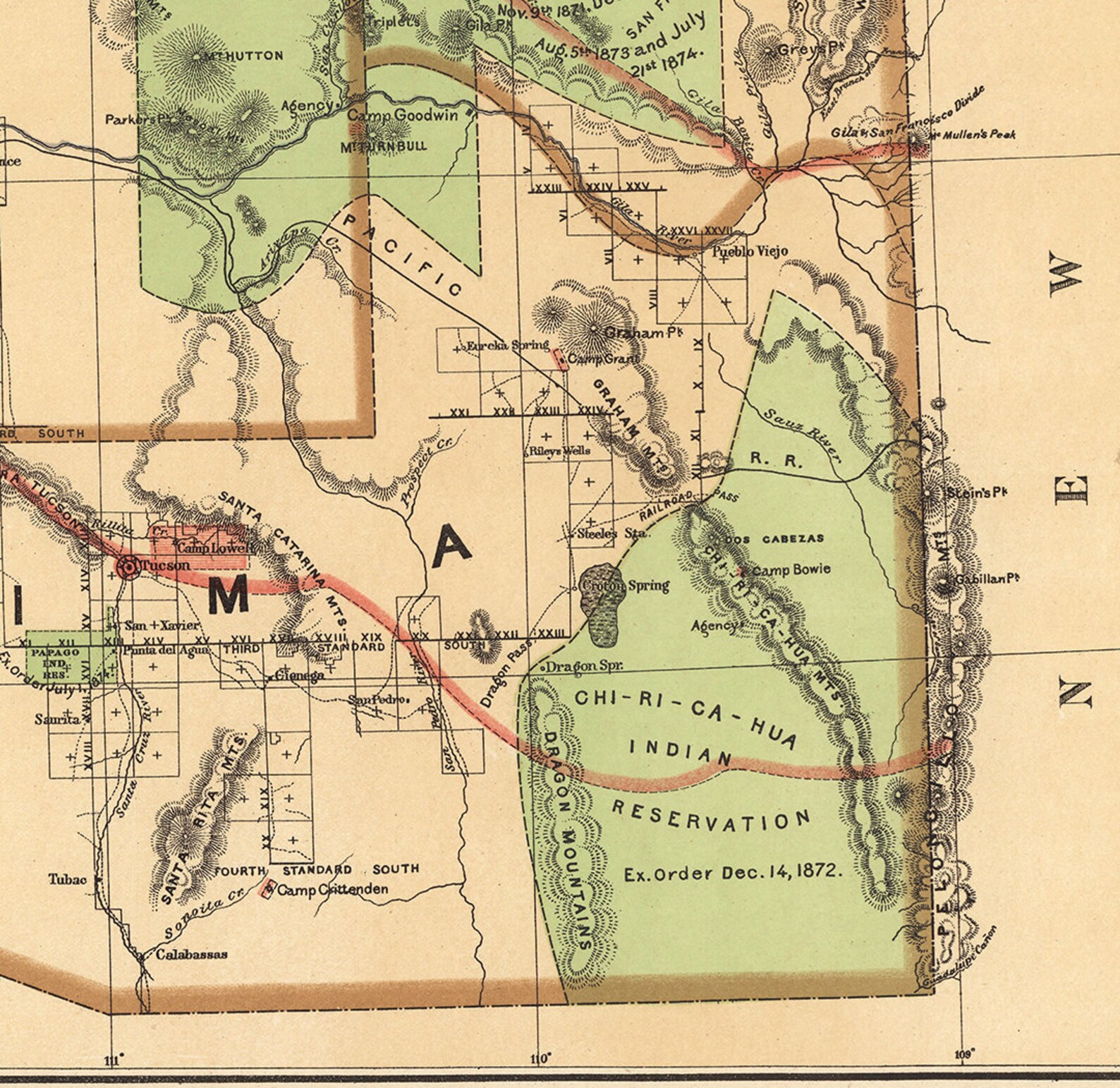 Map of Arizona, 1876. Vintage Restoration Hardware Home Deco Style Old ...