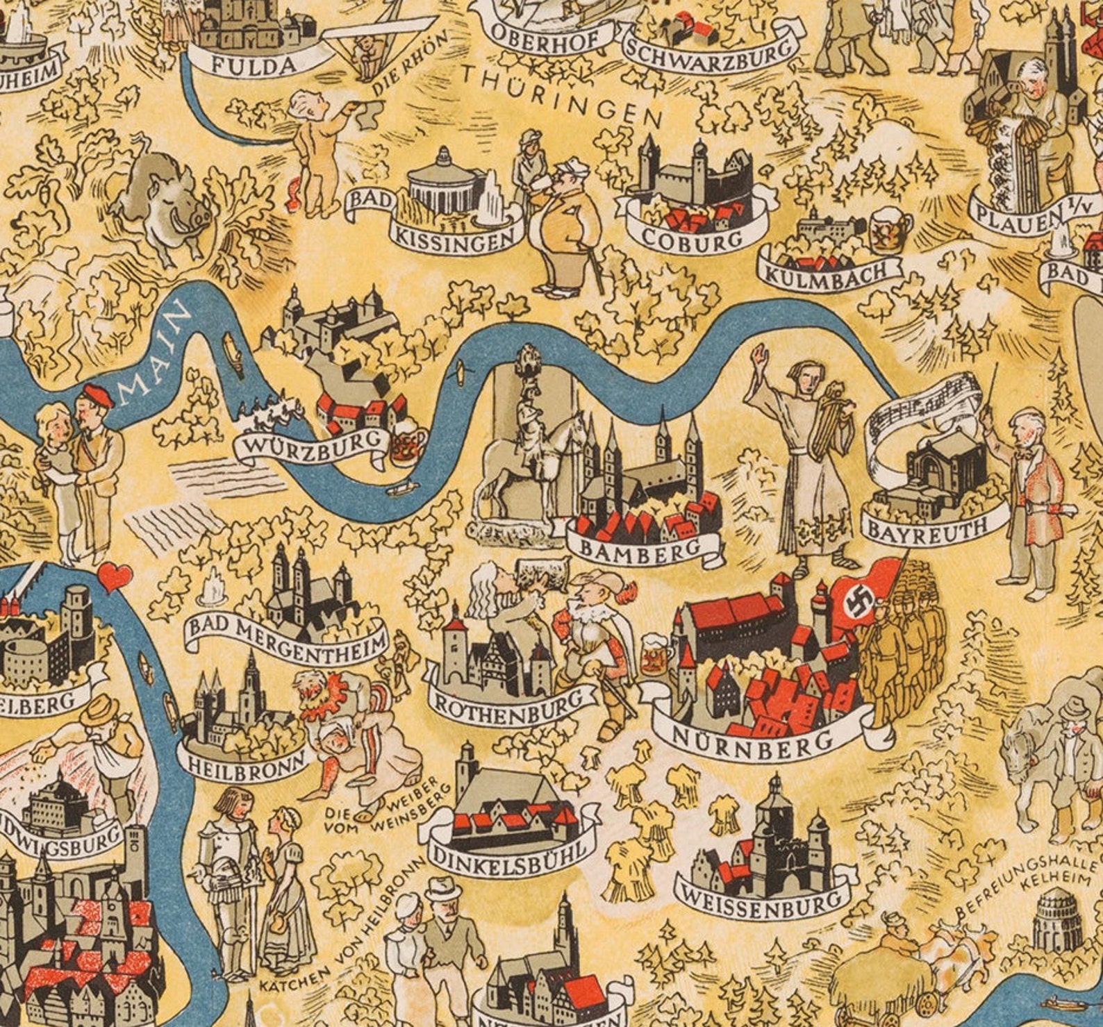 Pictorial Map of Germania germany. Restoration Hardware Home - Etsy