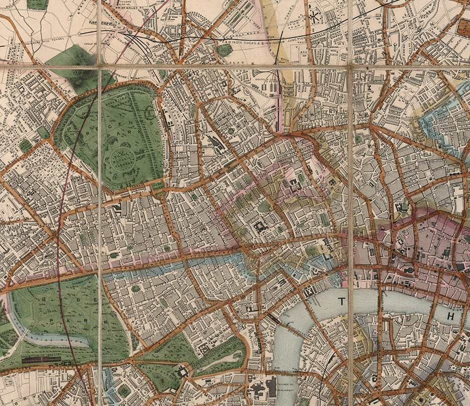 Historic London Map England U.K. 1851. Restoration Hardware | Etsy