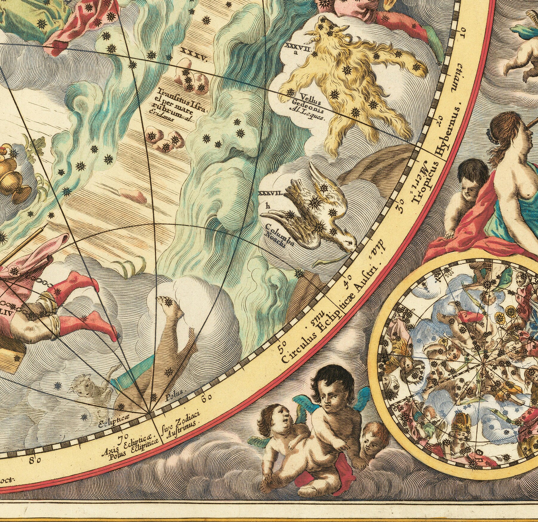 1660 Celestial Map of Constellations According to Christian Symbolism ...