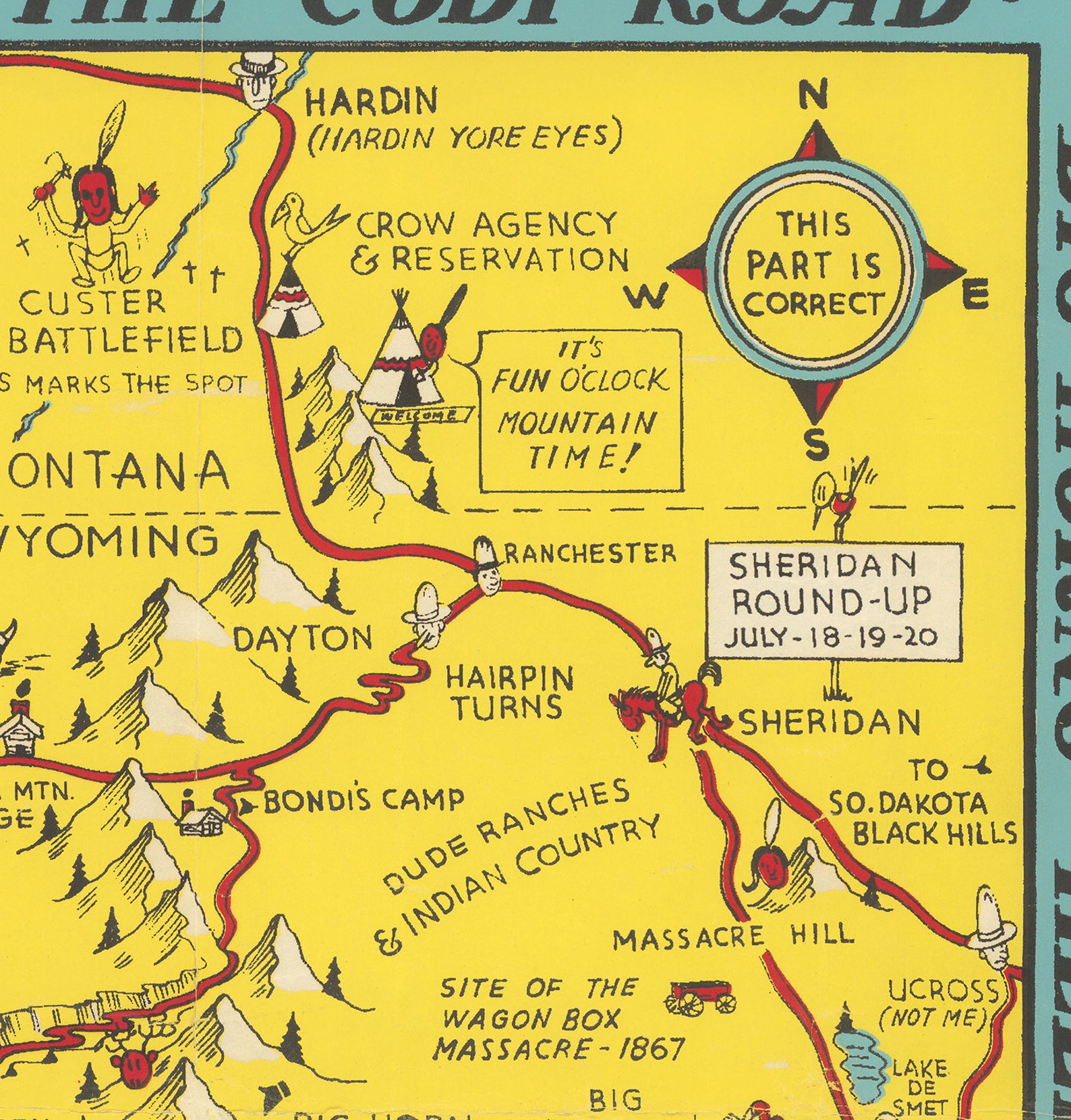 Map of the Red Lodge Cooke Highway. Vintage Home Deco Style - Etsy