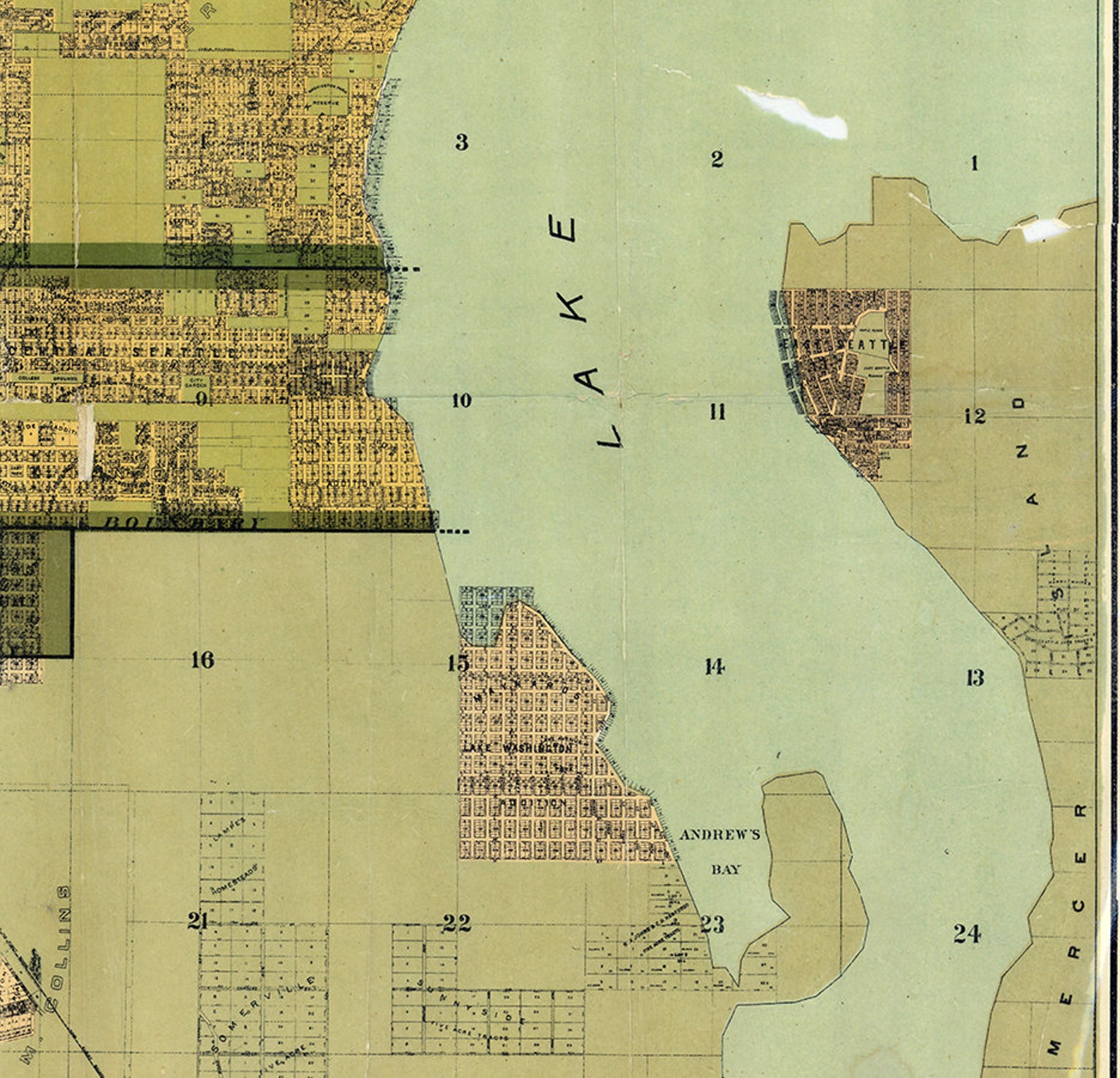 Map of Seattle Puget Sound Washington WT 1891. Vintage - Etsy