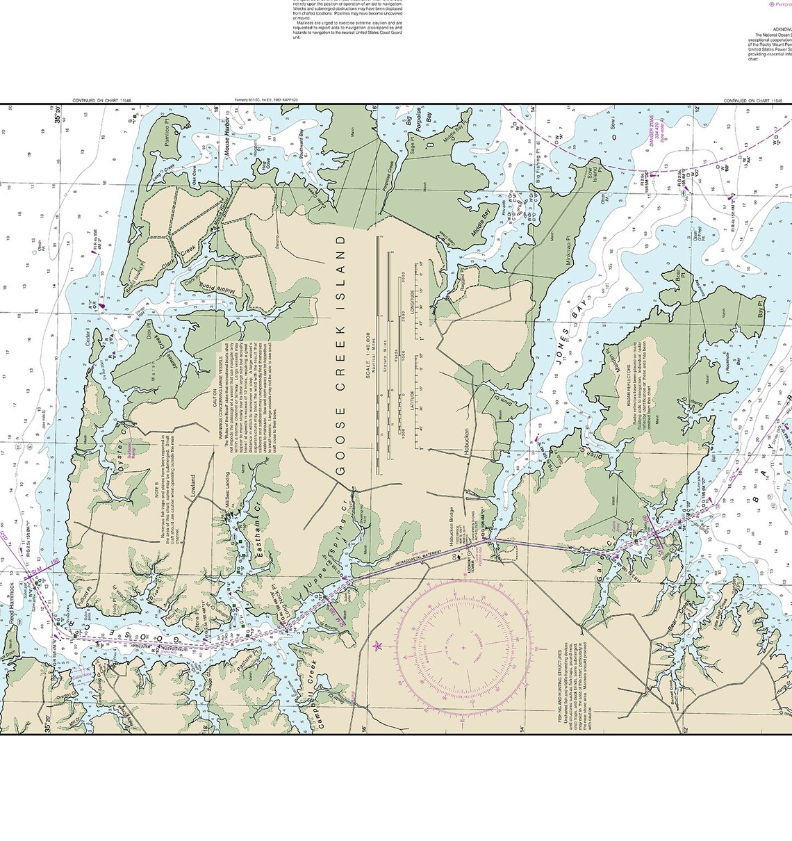 Nautical Charts of Albermarle Sound to Neuse River North - Etsy