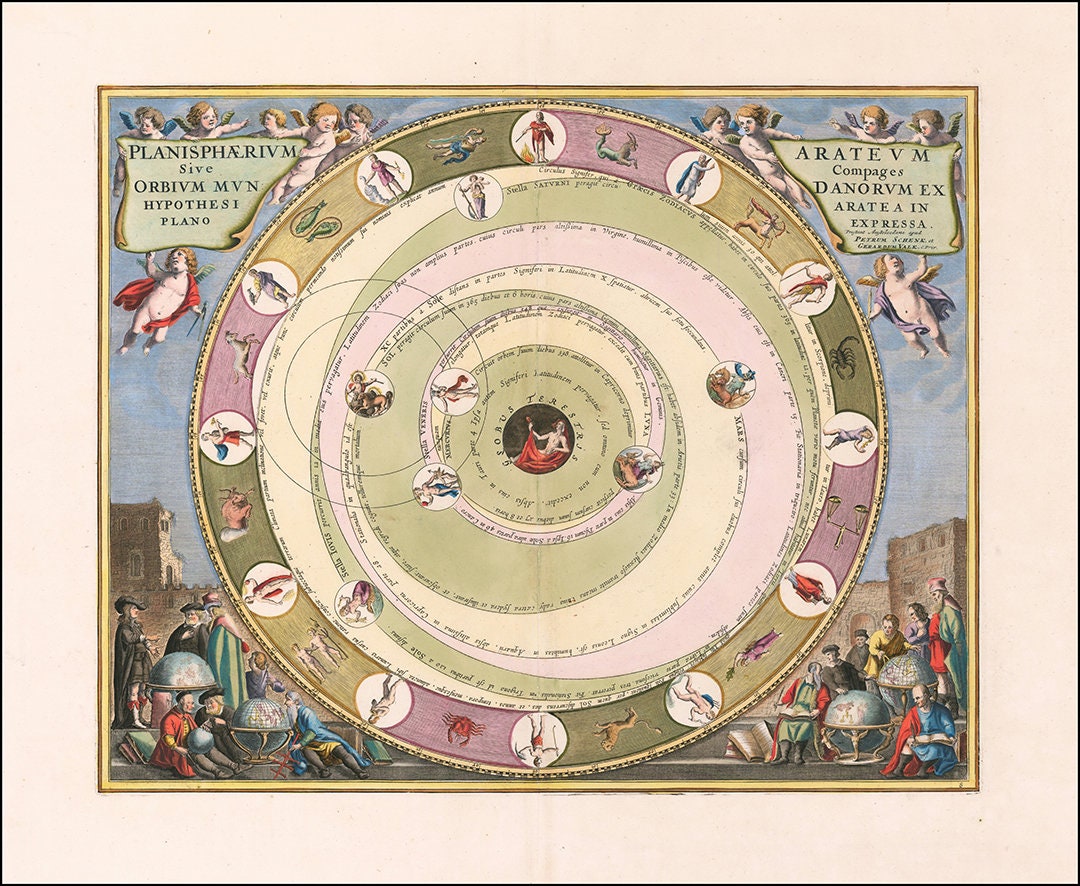 Celestial Chart by Andreas Cellarius - Greek Astronomer Aratus' Model ...