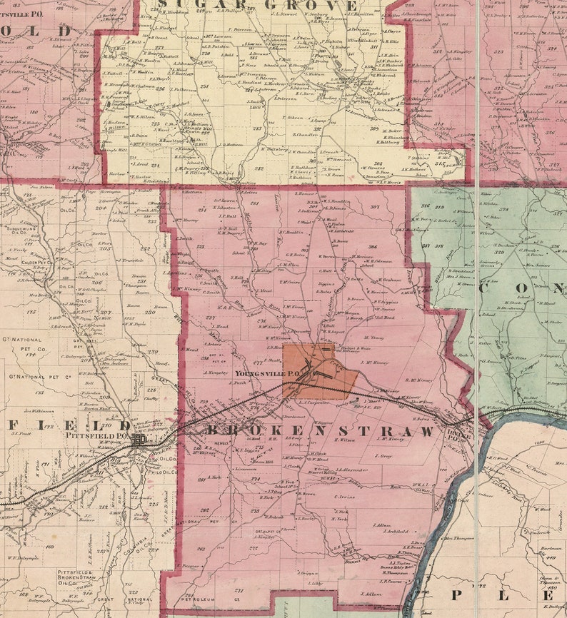 Map of Warren County Pennsylvania. 1865. Vintage Restoration - Etsy