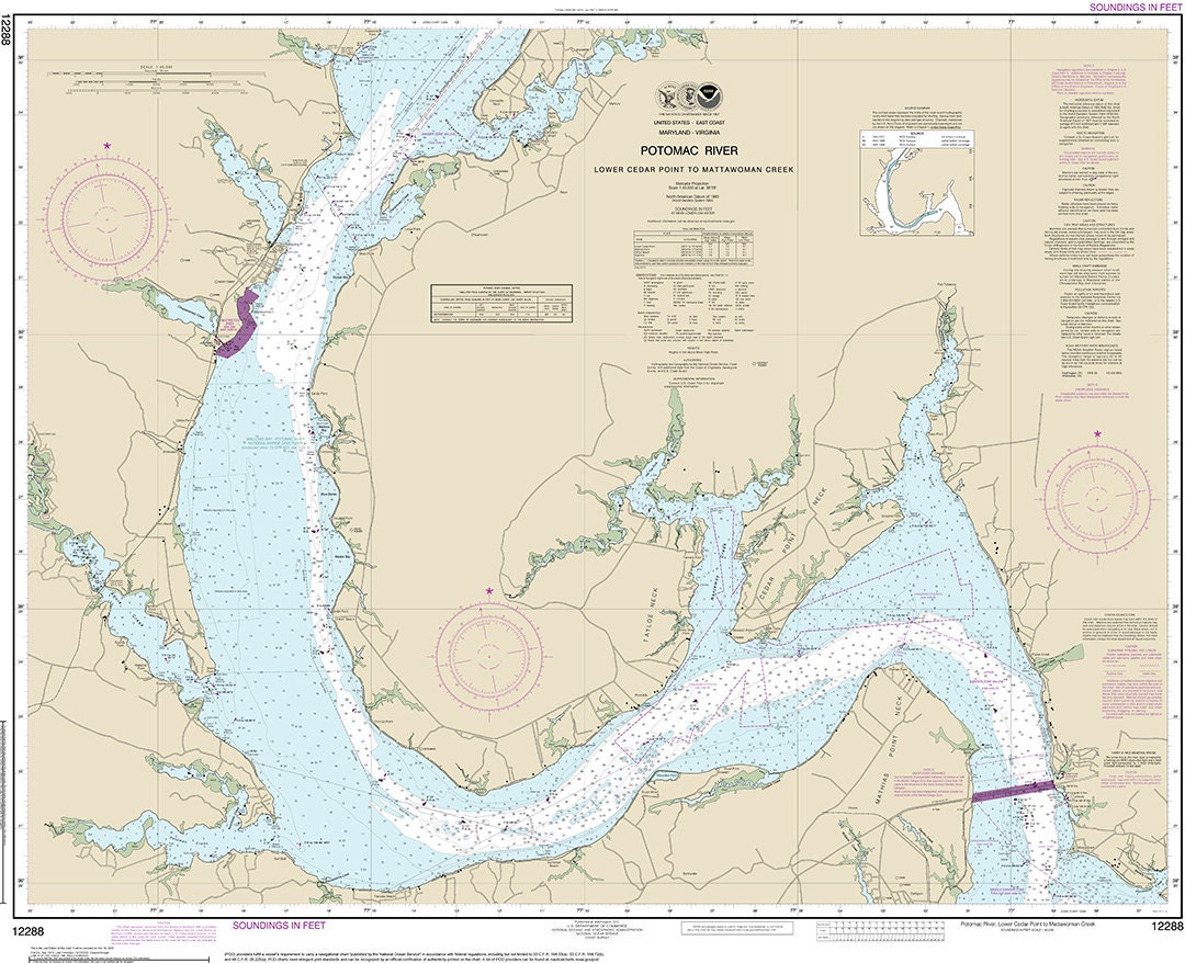 NOAA Nautical Charts of Potomac River Lower Cedar Point to Mattawoman ...