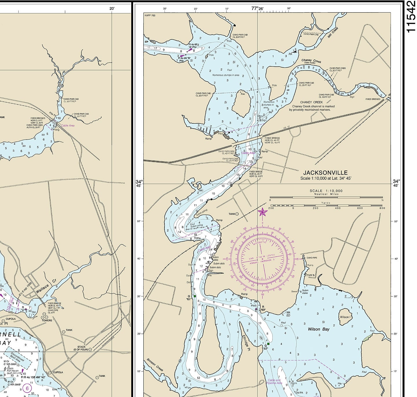 Nautical Charts of New River in North Carolina. 11542 Morgan | Etsy