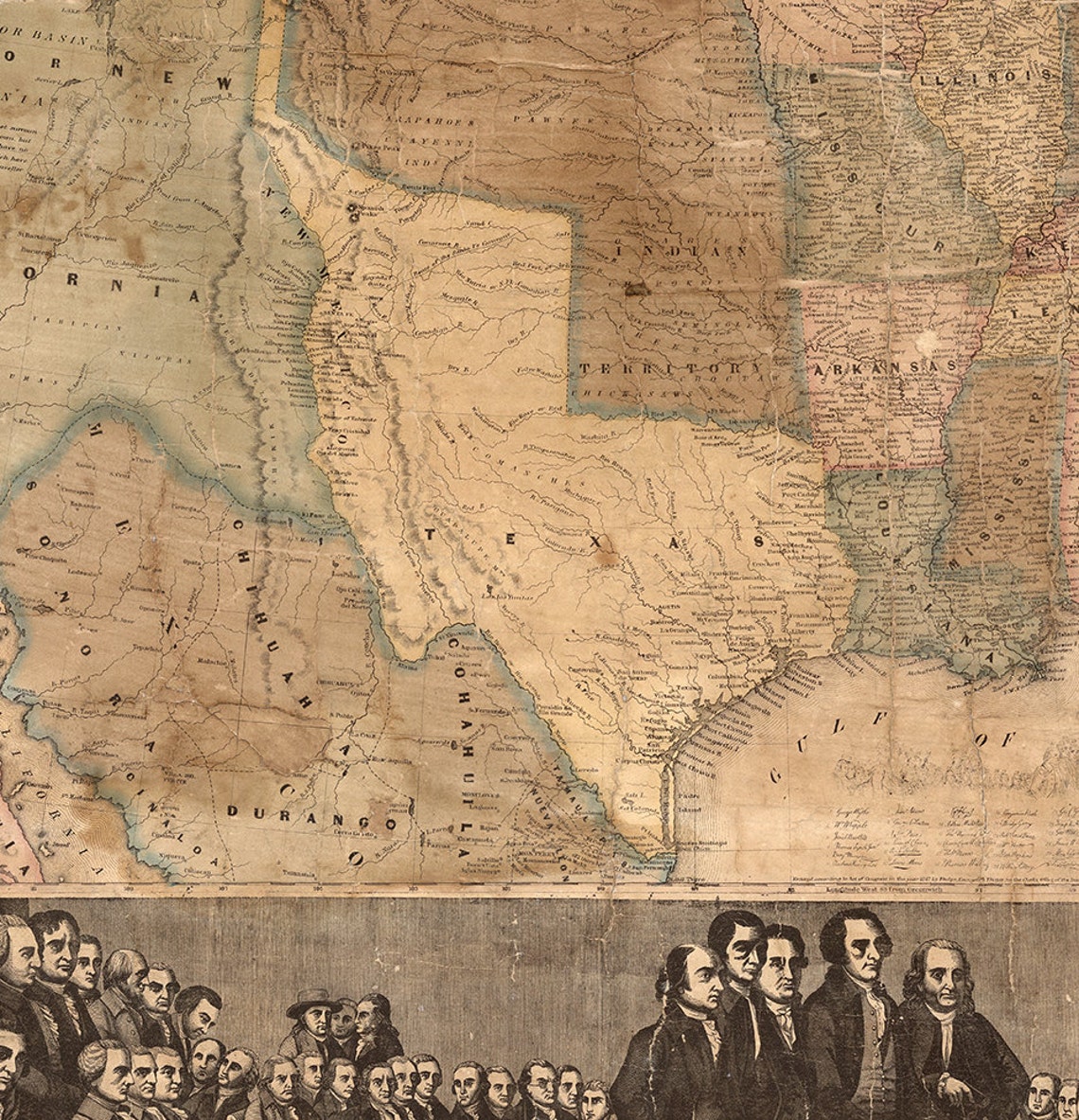 Pictorial Map of the United States 1847. Ensigns & Thayer. - Etsy