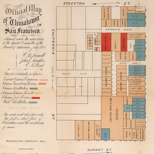 Map of Official Map of Chinatown in San Francisco. Vintage Home Deco ...