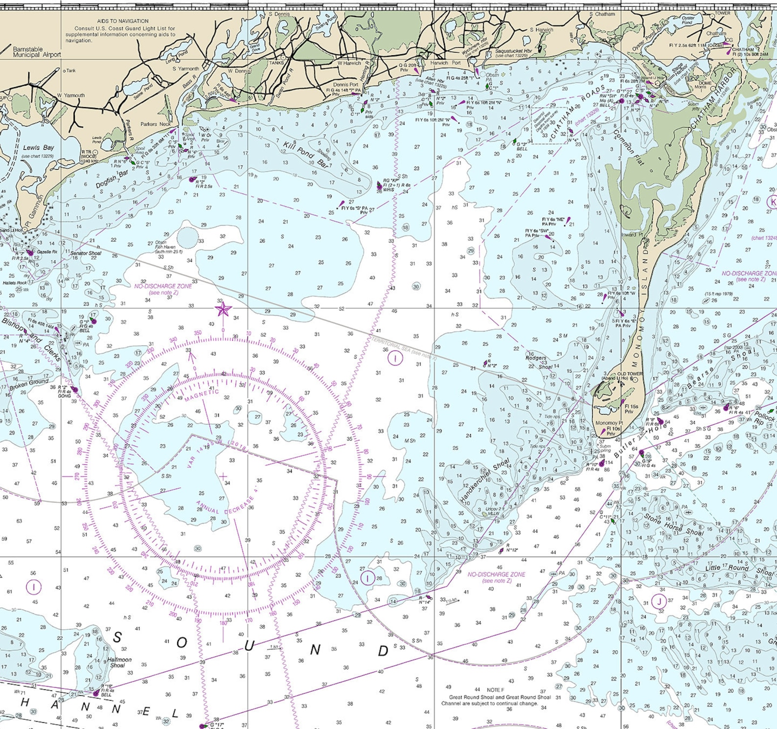 Nautical charts of Nantucket Sound and Approaches 13237. | Etsy