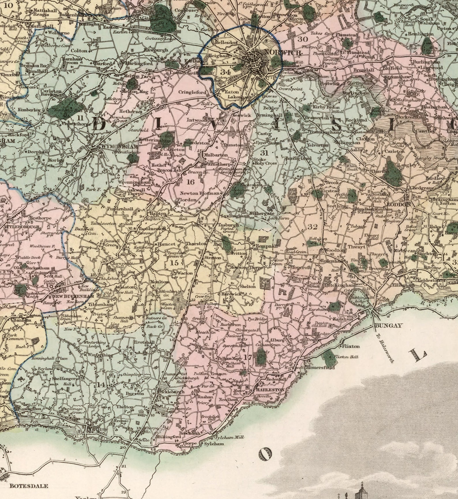 Map of Norfolk England UK 1831. Vintage Home Deco Style Old - Etsy