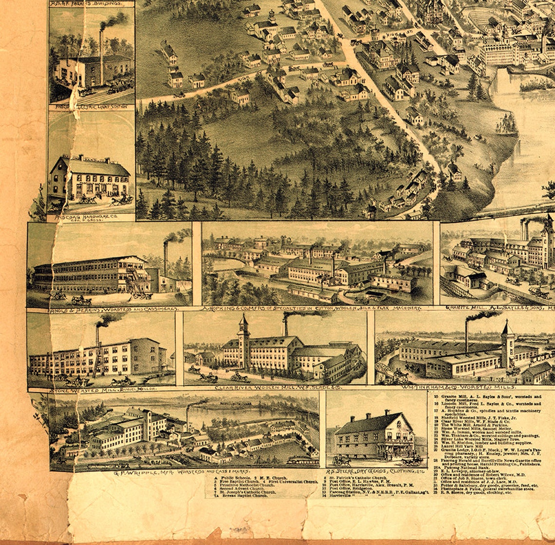 Map of Pascoag, Providence Co., Rhode Island R.I. 1895 Vintage Home ...