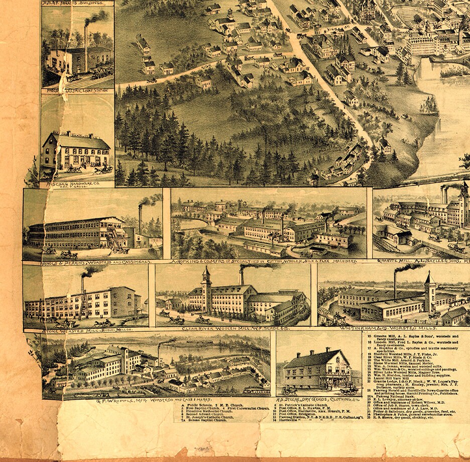 Map of Pascoag, Providence Co., Rhode Island R.I. 1895 Vintage Home ...