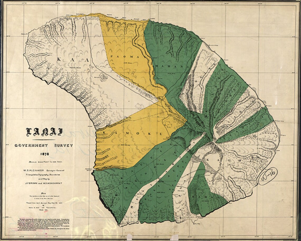 Map of Lanai, Hawaiian Islands, 1906. Restoration Hardware Home Deco ...