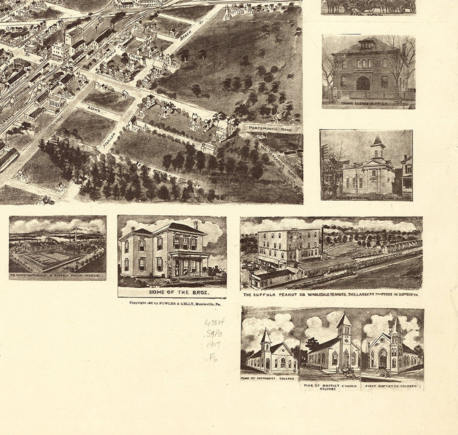 Map of Suffolk, Nansemond, Co, Virginia VA and Surroundings Map 1907 ...