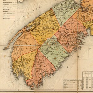 Mineral Map of Nova Scotia, Canada 1889. Home Deco Style Old ...