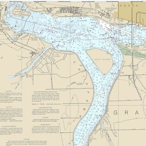 Nautical Charts of Upper Niagara River 14832. Buffalo, Grand Island ...