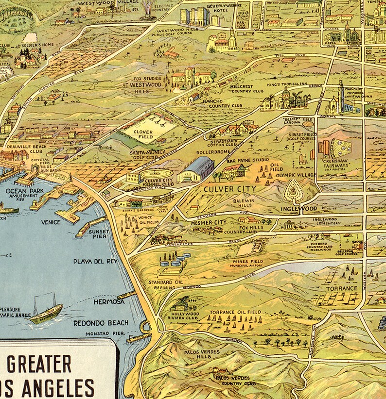 Greater Los Angeles : the wonder city of America 1932. | Etsy