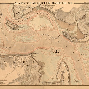 Map of Charleston Harbor, South Carolina SC 1800s. Vintage Restoration ...