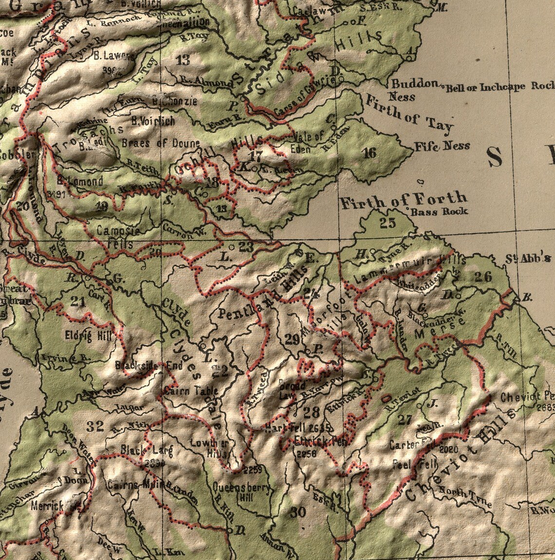 Map of Scotland, 1880. Vintage Home Deco Style Old Wall Reproduction ...