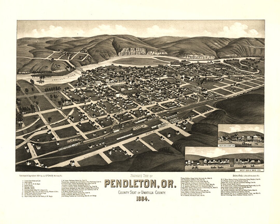 Map of Pendleton, Umatilla Co., Oregon 1884. Restoration Hardware Home ...